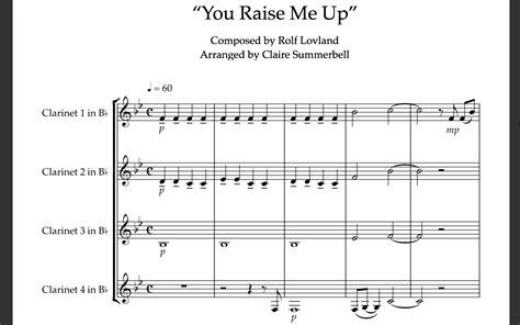 Clarinet Quartet You Raise Me Up