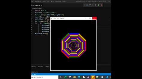 draw a colorful octagon using python turtle graphic youtube