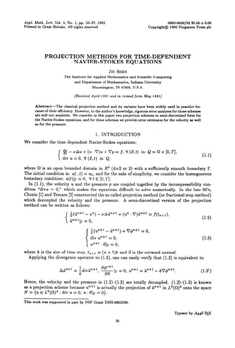 pdf projection methods for time dependent navier stokes equations
