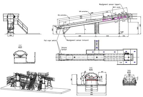 2D CAD Drawing DWG File Shows The Details Of The Belt Conveyor