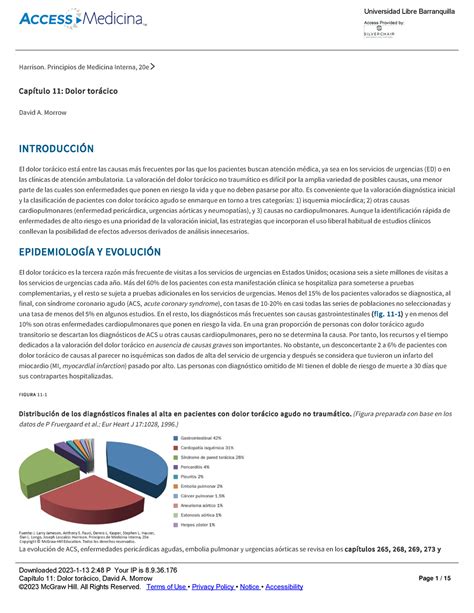 Cap Tulo Dolor Tor Cico Harrison Principios De Medicina Interna