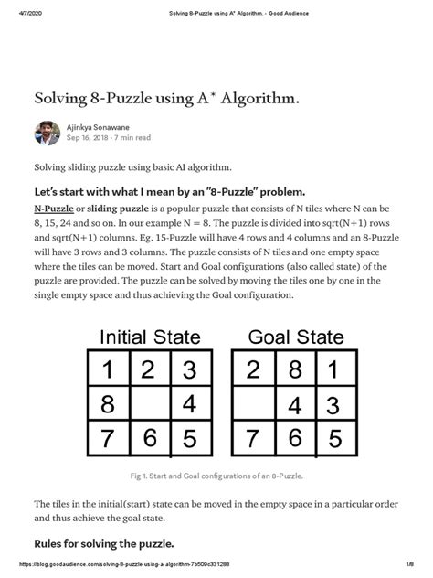 solving 8 puzzle using a algorithm good audience pdf algorithms and data structures