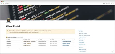 Notion Client Portal Template Template Road