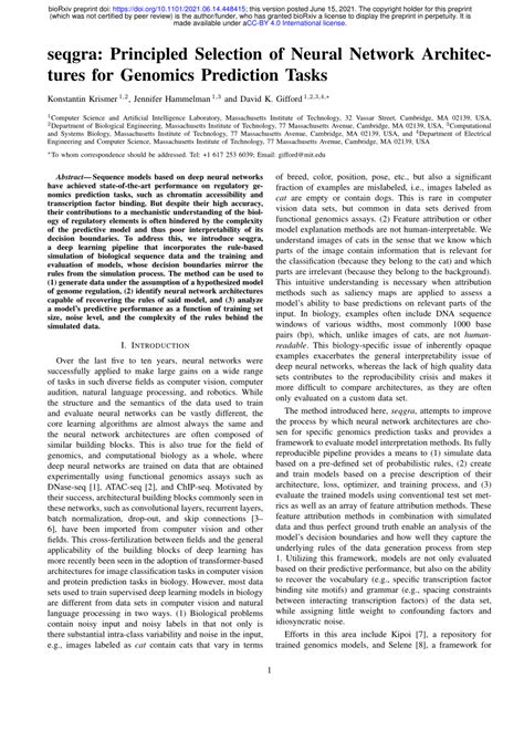 pdf seqgra principled selection of neural network architectures for genomics prediction tasks
