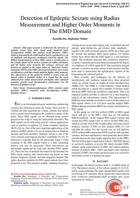 pdf detection of epileptic seizure using radius measurement and higher order moments in the