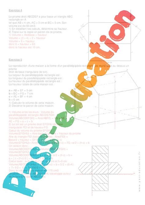 Prisme droit Exercices corrigés 1ere Secondaire PDF à imprimer