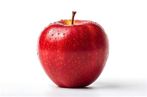 Manzana Roja Con Gotas De Agua Sobre Fondo Blanco Foto Premium