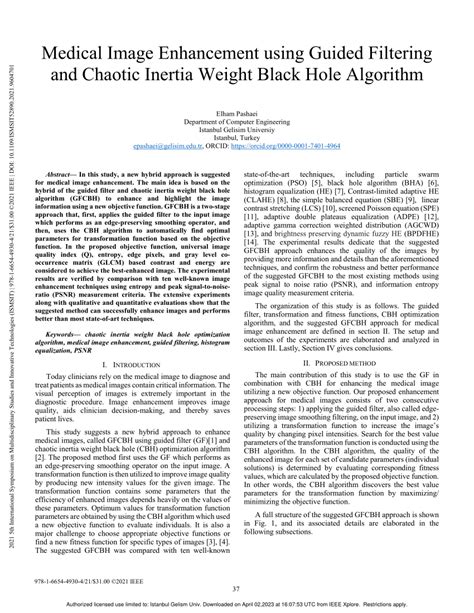 pdf medical image enhancement using guided filtering and chaotic inertia weight black hole
