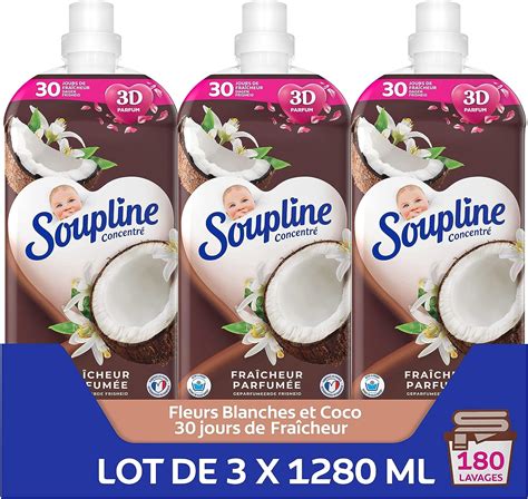 SOUPLINE Adoucissant Concentré 3D Senteur Noix de Coco Formule Active