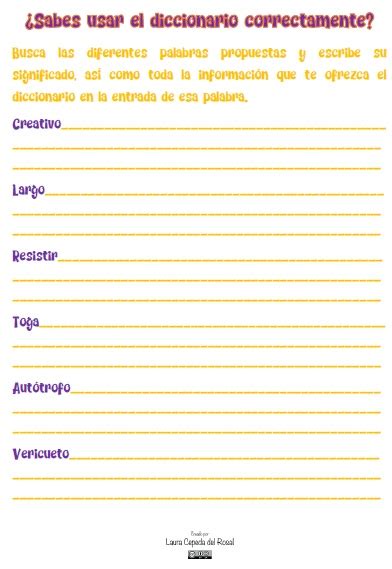 Practicamos Con El Diccionario Clasificaci N De Las Palabras Seg N Su