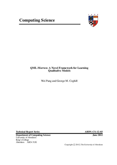 pdf a novel framework for learning qualitative models george m coghill