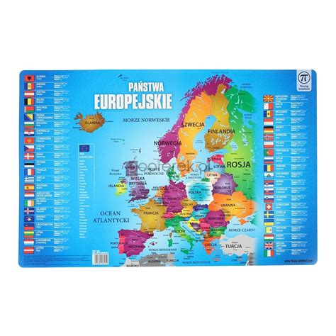 Podkład na biurko edukacyjny Mapa Europy 55x36 5 cm