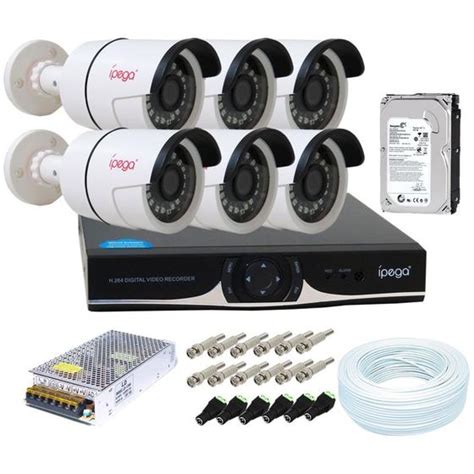 Kit Completo Ípega 6 Câmeras de Segurança 720p Bullet 20 Metros DVR 8