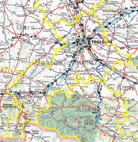 Carte routière de la Haute Garonne