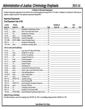 Fillable Online Sbcc Certificate Of Achievement Requirements Sbcc Fax