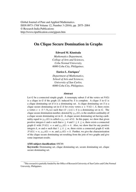 pdf clique secure domination in graphs