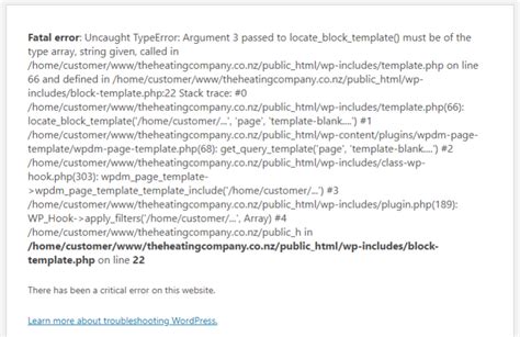 Fatal Error Uncaught TypeError Argument 3 Passed To Locate Block