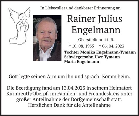 Traueranzeigen Von Rainer Engelmann Trauer Merkur De