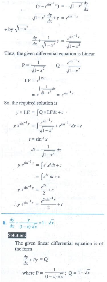 exercise 10 7 first order linear differential equations problem questions with answer solution