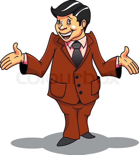 Smiling Businessman In Cartoon Style Be Surprised Stock Vector