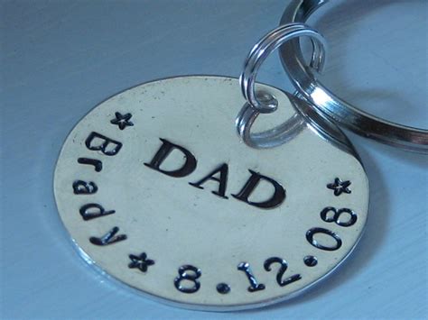 Custom Hand Stamped Sterling Silver Key Chain Etsy
