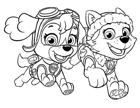 Páginas para colorir Patrulha Canina Skye Everest Se divertindo