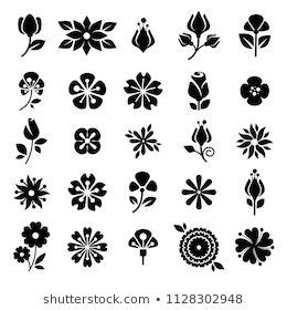 Flower Blossom Buds Silhouette Vector Icons Stok Vektör Telifsiz