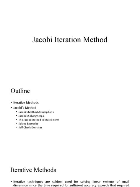 lecture 10 solving equations by jacobi iterative method pdf system of linear equations