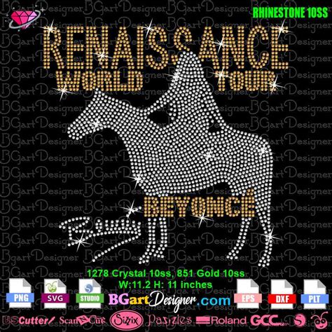 Lll Beyonc Portrait Renaissance Tour Rhinestone Svg Bling File