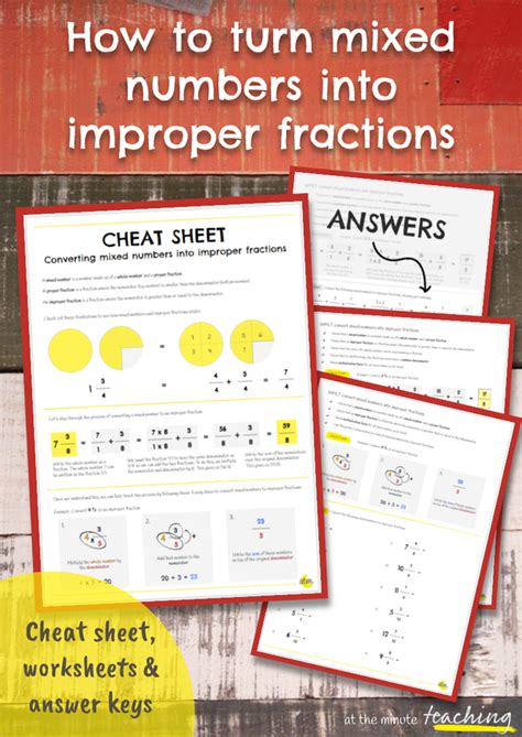 converting mixed numbers into improper fractions worksheets at the minute