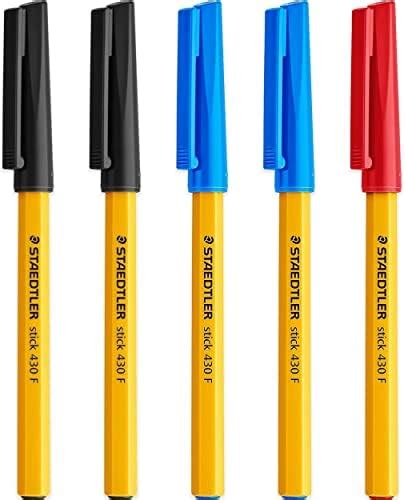 Staedtler Lot De 5 Stylos Bille Fins 0 3 Mm 430 Mm Encre Noire Bleue
