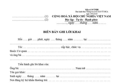 Mẫu Biên bản ghi lời khai những người có liên quan trong vụ tai nạn