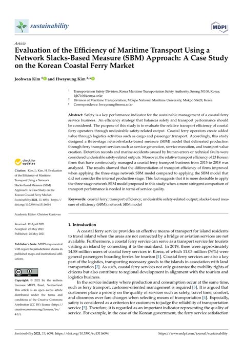 pdf evaluation of the efficiency of maritime transport using a network slacks based measure