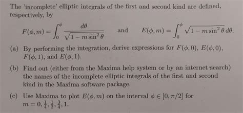 the incomplete elliptic integrals of the first and