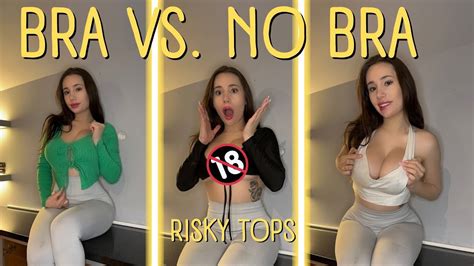 RISKY BRA VS NO BRA CHALLENGE I Top Try On Haul I Helen Ivy YouTube