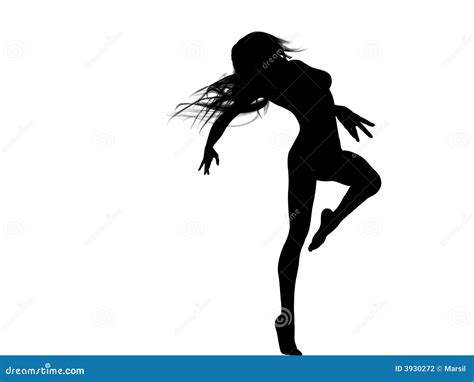Silhouette Woman Who Dances Stock Photography Image 3930272