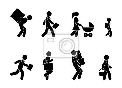 People Stick Figure Pictograms Icon Set Isolated People Silhouettes