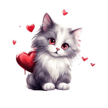 Coraz N Y Gato En El D A De San Valent N Lindo Gato Amante Con Coraz N
