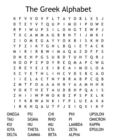 The Greek Alphabet Word Search WordMint