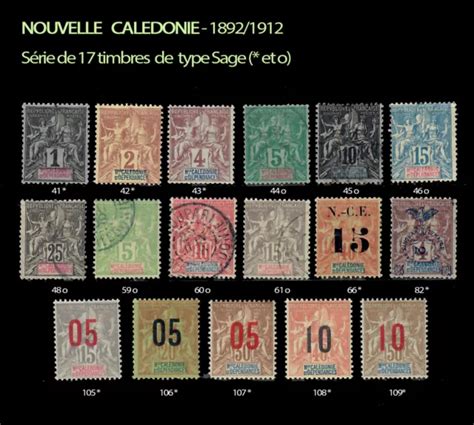 NOUVELLE CALÉDONIE 1892 1912 Lot de 17 timbres de type Sage EUR 13 00