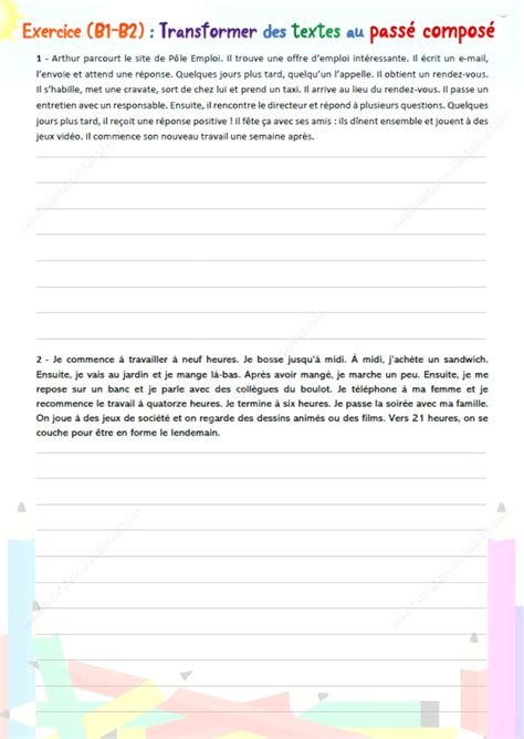 Exercice Fle B B Transformer Des Textes Au Pass Compos