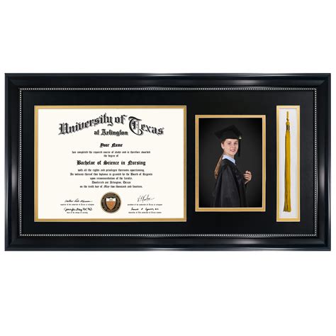 GraduationMall 11x22 Black Diploma Frame With Tassel Holder And Picture