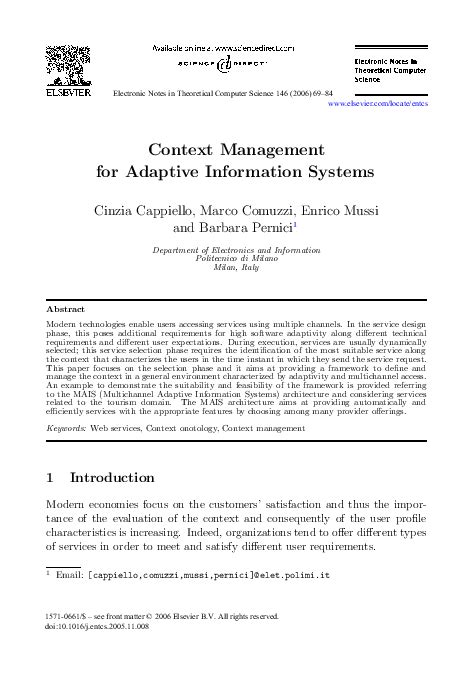 pdf context management for adaptive information systems barbara pernici