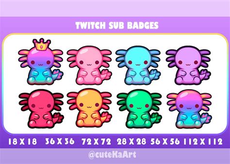 Cute Axolotl Sub Badge Twitch Sub Badges Twitch Graphics Etsy