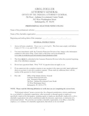 Fillable Online In Notice Filing State Of Indiana Fax Email Print