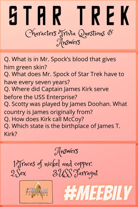 Star Trek Characters Trivia Questions Answers Trivia Questions