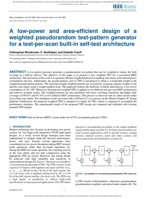 pdf a low power and area efficient design of a weighted pseudorandom test pattern generator