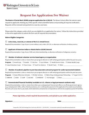 Msw Application Fee Waiver Fill Online Printable Fillable Blank