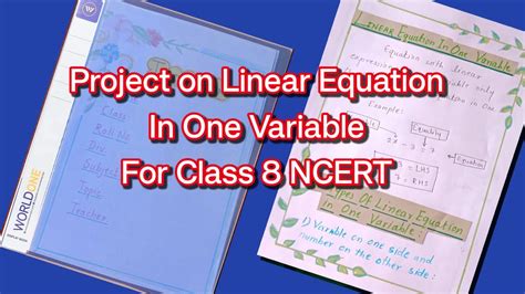 Maths Project Linear Equation In One Variable Class 8 NCERT YouTube