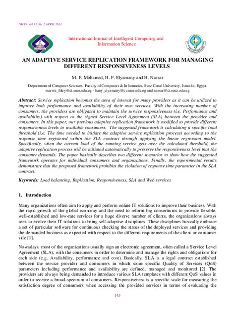 pdf an adaptive service replication framework for managing different responsiveness levels